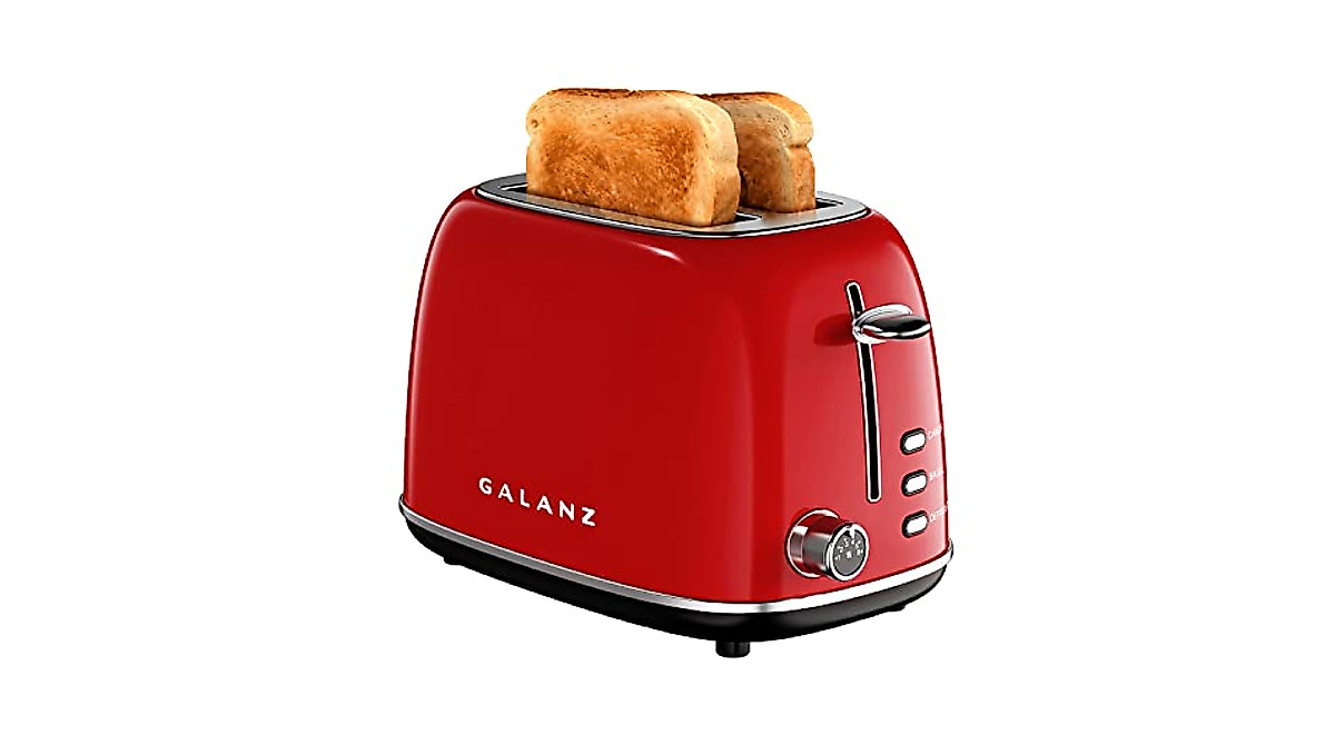 Galanz Retro Red 2-Slice Toaster with Wide Slots & 6 Browning Levels