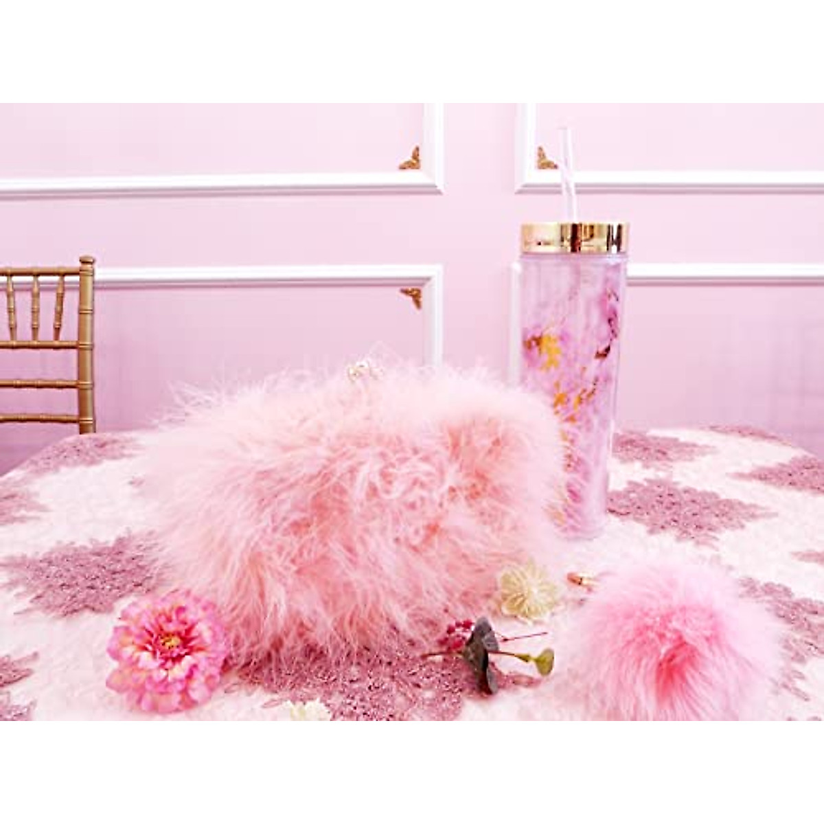 Bewaltz posh style Fluffy Fur Clutch Faux Fur Handbag Evening Clutch Pink