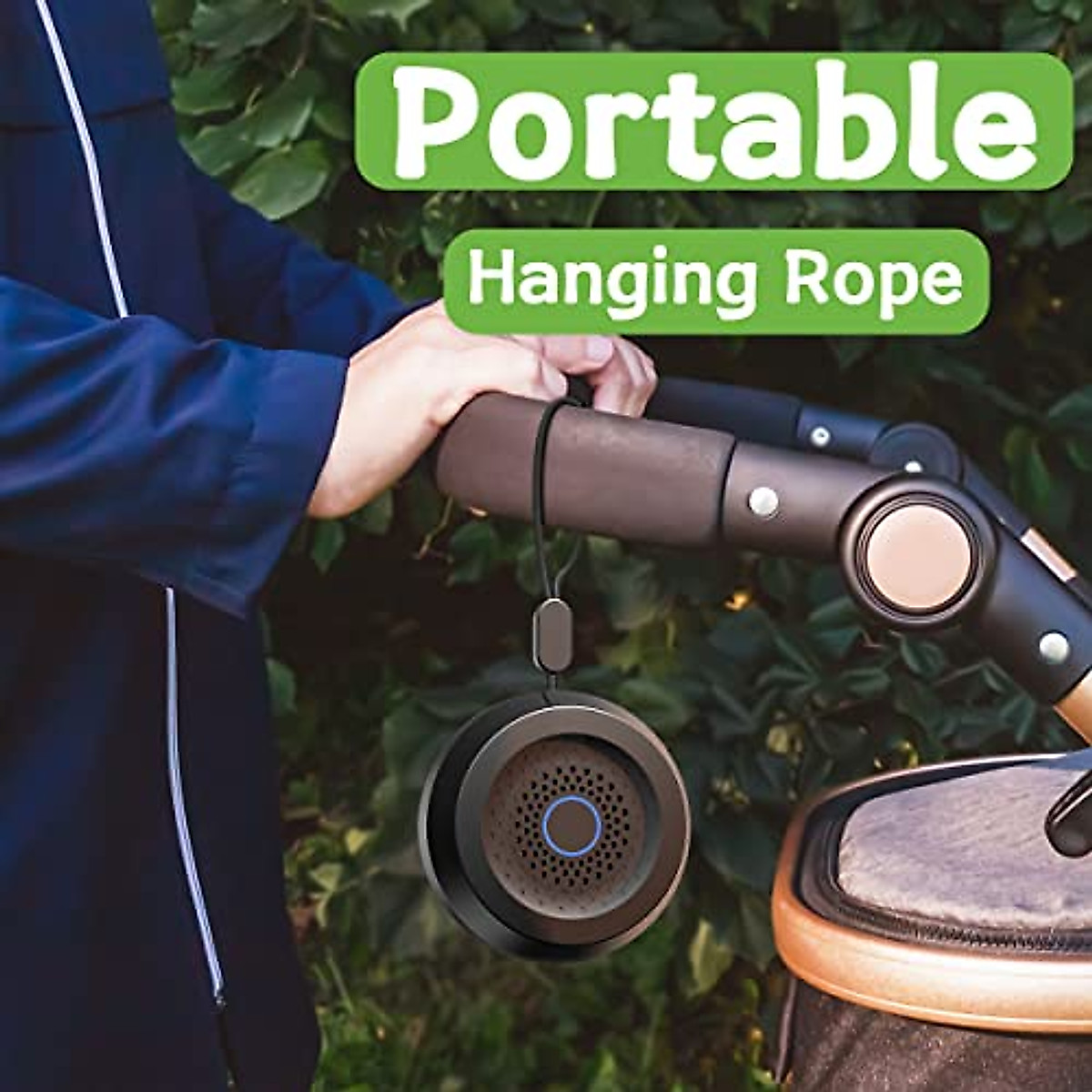 Sleepbox Sound White Noise Machine with 25 Soothing Sounds and 32 Volume Levels with Portable Hanging Rope and Headphone Jack Built-in Battery 4 Timers and Memory Function for Baby Kids Adults (Black)