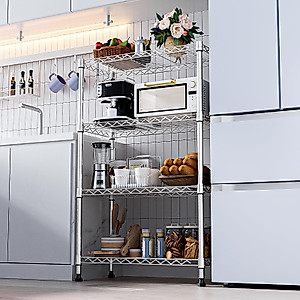 MZG Storage Shelving Steel Heavy Duty 4-Tier Utility Shelving Unit Steel Organizer Wire Rack for Home,Kitchen,Office,Chrome (13.7" D x 29.5" W x 47.2" H)
