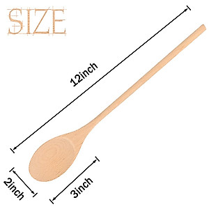 HANSGO Long Handle Wooden Cooking Mixing Oval Spoons, 6PCS 12 Inch Long Wooden Spoons Wooden Tasting Spoons Large Cooking Spoons