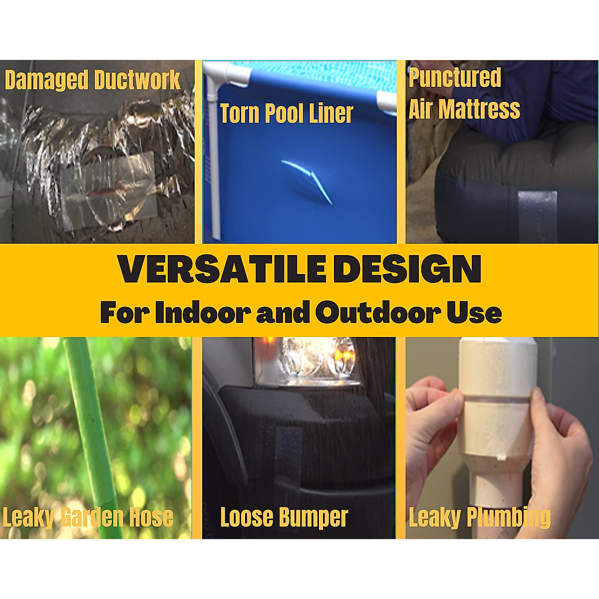 Bell+Howell Alien Shield Transparent Sealing Tape Waterproof Repair Tape Adhesive Strips Patch Tape to Repair Tears, Cracks, and Leaks, 3 Rolls Total 15 Feet Rolls x 4” Width As Seen On TV