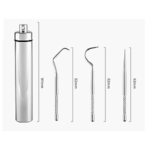 Angzhili 3 Pcs/Set Stainless Steel Toothpicks Kit,Reusable Tooth Picks Set,Portable Pocket Toothpick,Travel Toothpicks with Holder for Travel, Outdoor