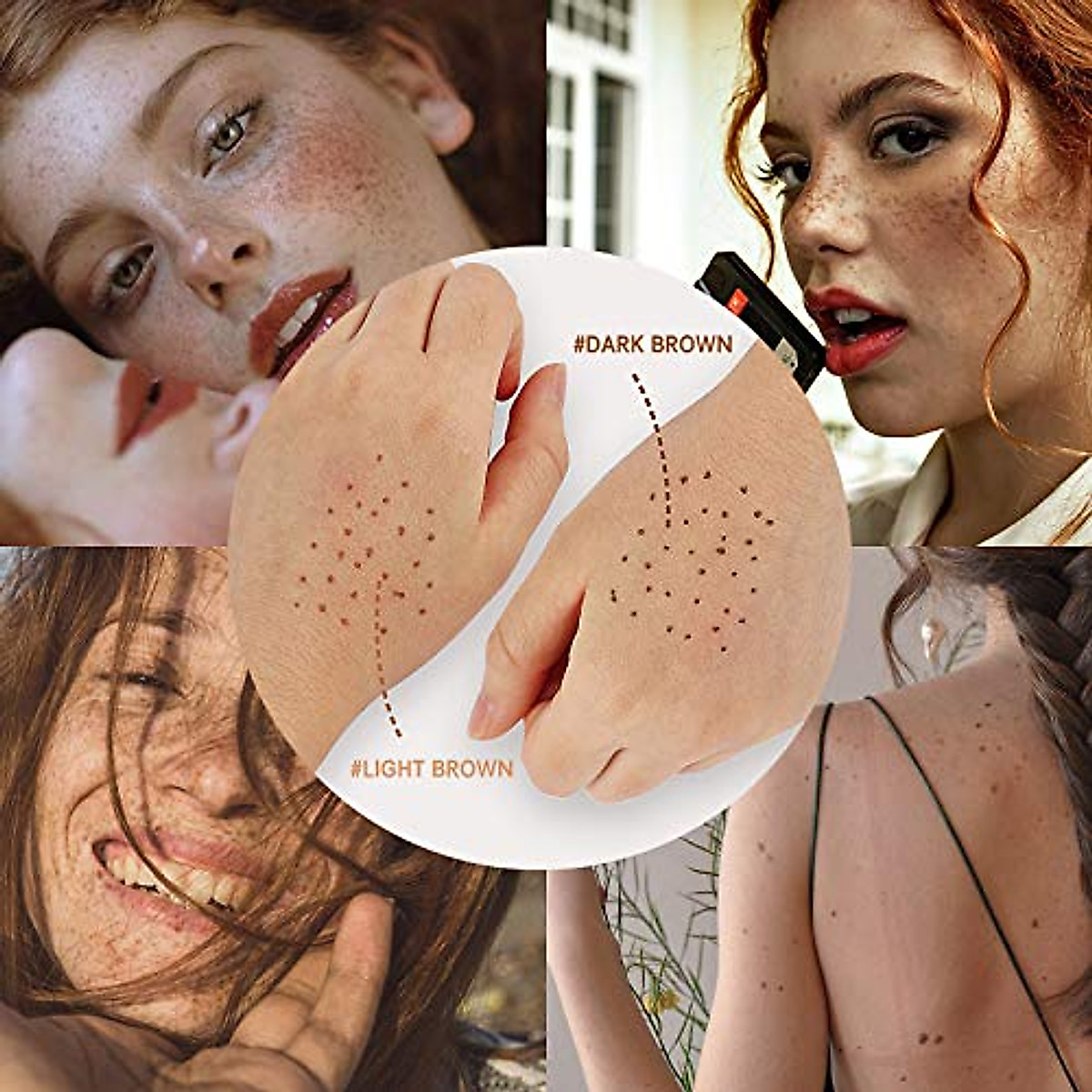 LOKFAR 2 Pcs Freckle Pen Set, Natural Lifelike Fake Freckles Makeup Pen Magic Brown Color Freckles Makeup Tool Long-Lasting Waterproof Dot Spot Pen for Effortless Sunkissed Makeup (Dark Brown)