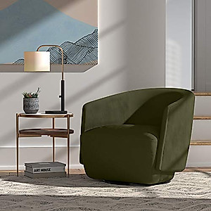 Amazon Brand - Rivet Coen Modern Velvet Upholstered Accent Swivel Chair, Forest Green, 31"D x 30"W x 28"H