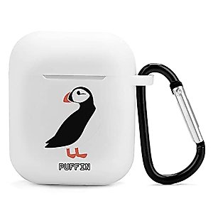 Cute Puffin Bird Silicone AirPods Case Protective Cover Compatible with AirPods 2 & 1 with Keychain