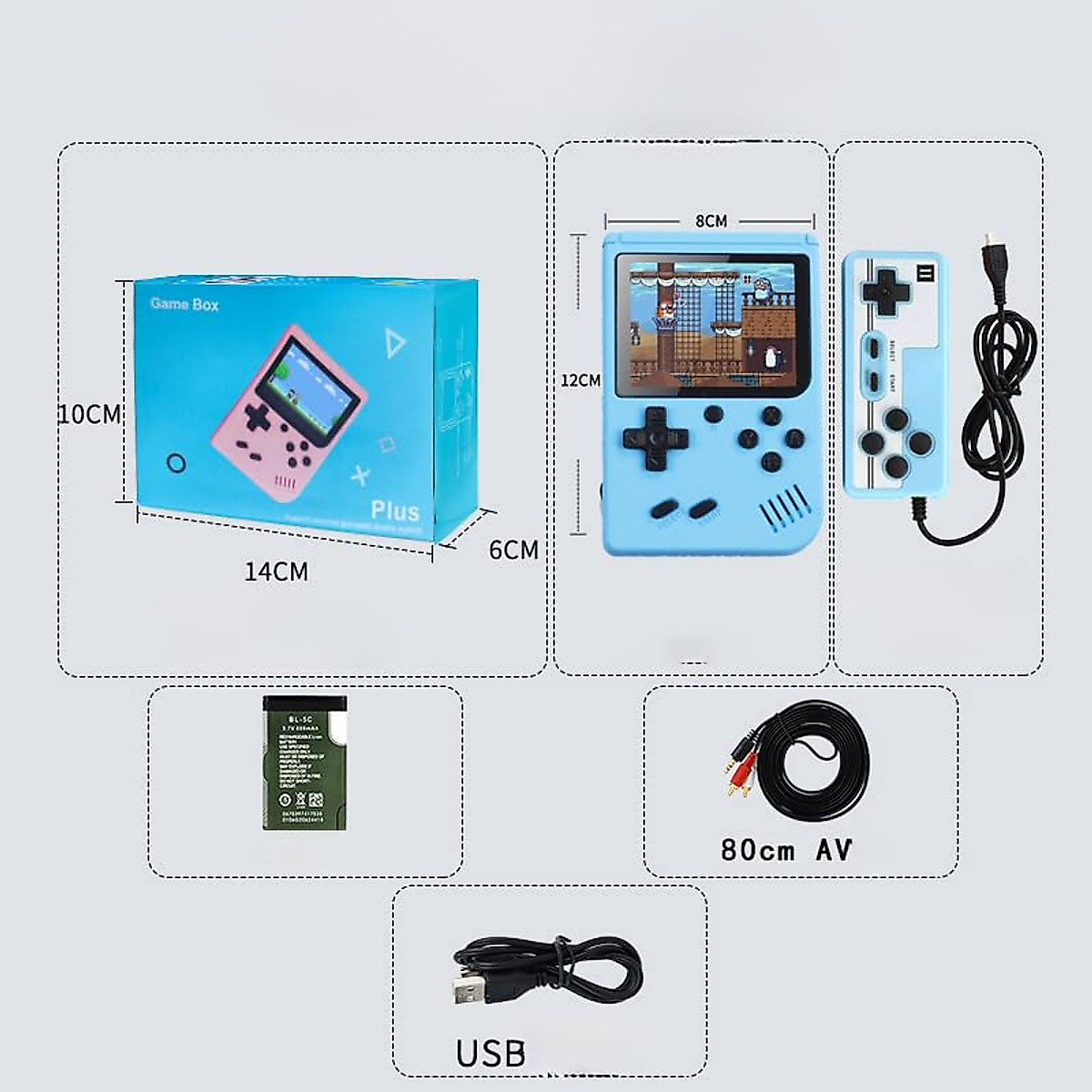 Handheld Game Console with Classical Retro Single and Multiplayer Games, 3.0 Inch Gameboy Kids Screen Portable Retro Video Game Console Support TV Connection (400 Games)