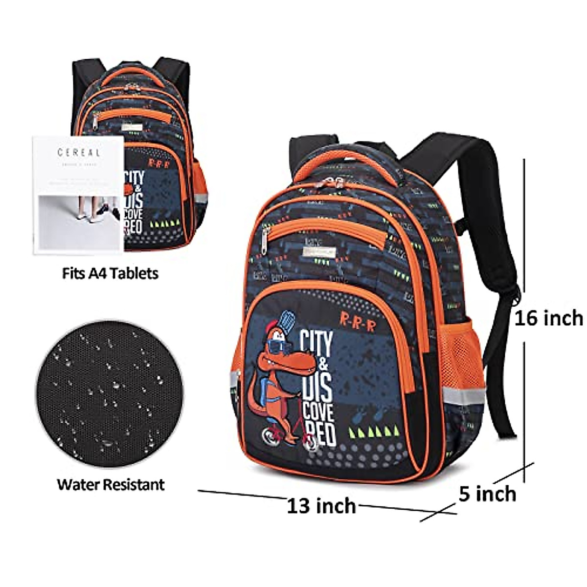 Robhomily Boys Backpacks for Elementary Kindergarten Backpack for Boy Kids School Backpack for Boys Lightweight Dinosaur