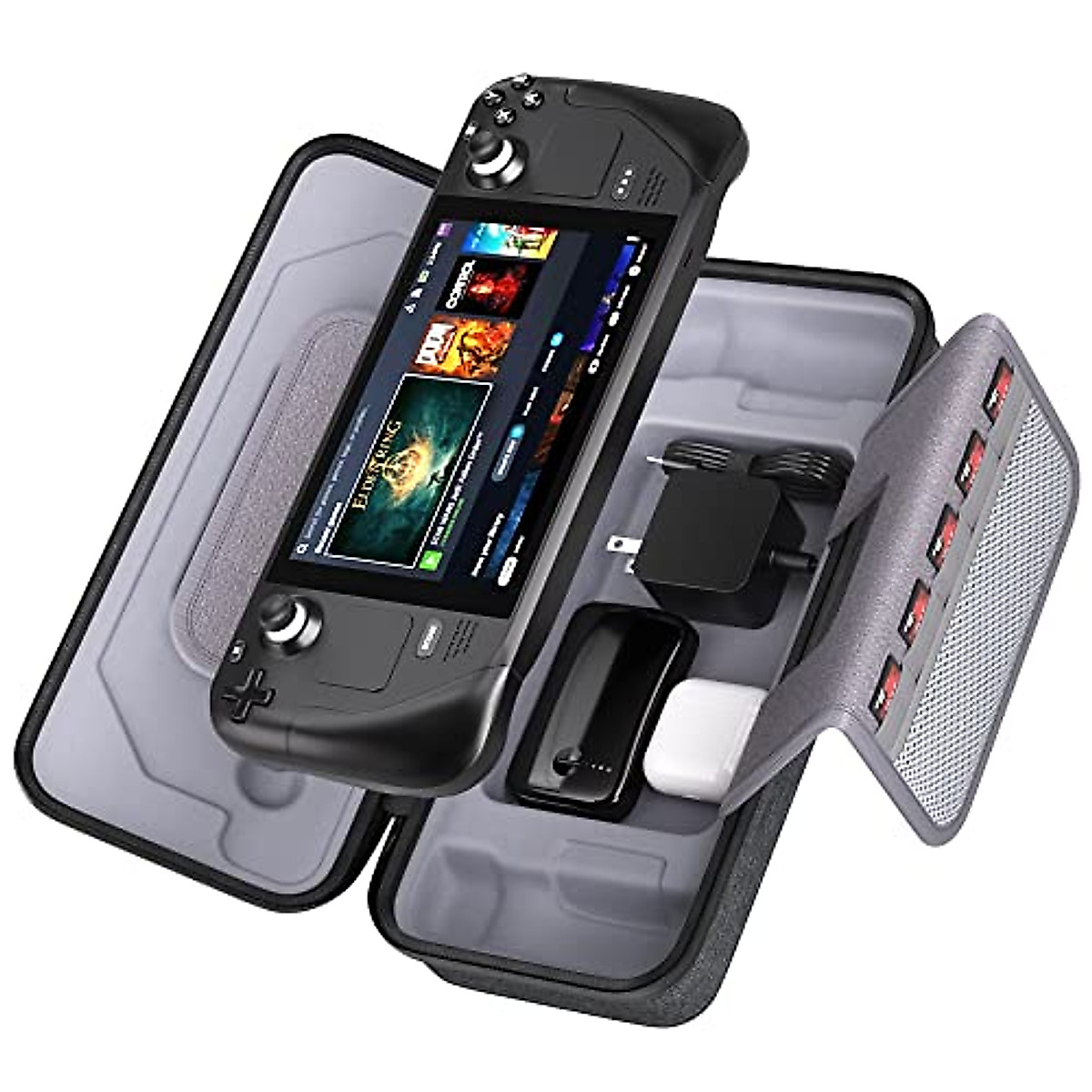 Feirsh Carrying Case for Steam Deck, Portable Steam Deck Carry Case Built-in Extra AC Adapter Charger Storage Space, Portable Travel Carrying Case Shell Pouch for Steam Deck Console & Accessories