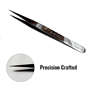 BIZKO Stainless Steel Volume Lash Tweezers Set eyelash Tweezers Precision Eyelash Extension Supplies Professional Eyelash Extension Tweezers Set Eyelash Tweezers for Extensions (Straight & Curved Tip)
