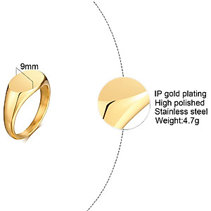 Jude Jewelers Stainless Steel Classical Simple Plain Oval Shape Signet Style Pinky Wedding Statement Promise Anniversary Ring (Gold, 4)