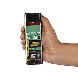 Ustraa Ayurvedic Hair Oil 6.76 Fl Oz - Ayurvedic Proprietary Medicine - for Hair - with 8 Natural Herb extracts, Controls hair loss, Fights Dandruff, Ayurvedic Nourishment for Hair, No Parabens, No Silicone, No Mineral Oil