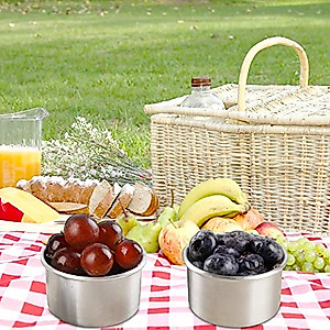 Dacha Mia Stainless Steel Food Storage Containers - Dips Condiment Containers - Set of 3-7oz - Eco Friendly Lunch Containers - Silicone Lids - Portion Control - Reusable