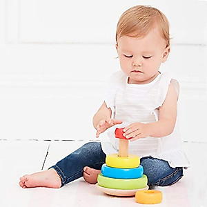 Early Learning Centre Wooden Stacking Rings, Hand Eye Coordination, Problem Solving, Kids Toys for Ages 12 Month, Amazon Exclusive