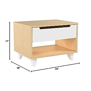 Nordik 1-Drawer Night Stand, White and Natural Maple