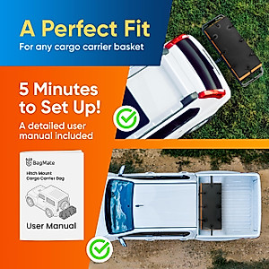 BagMate 20ft³ Waterproof Hitch Cargo Carrier Bag, Durable PVC Tarpaulin Hitch Mount Cargo Carrier Cargo Box w/a Bonus Lock, Heavy-Duty Straps & Buckles, Easy to Install Vehicle Cargo Carriers