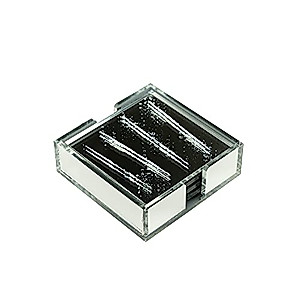 Cokester Funny Coasters for Drinks with Holder - 4 Pcs Novelty Gift Set Unique Present for Friends, Men, Women, Housewarming, Birthday, Living Room Decor, Holiday Party Nose Candy Gag Gifts… (Mirror)