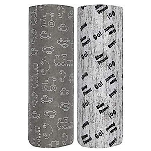 Cuddles & Cribs Cotton Flannel Baby Receiving Blankets - 2 Count (Cars & Slogans, One Size)