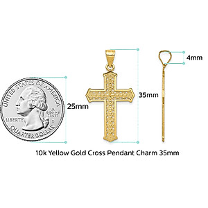 Solid 10k Yellow Gold Cross Pendant Charm - 35mm x 19mm - Jewelry Gifts For Women Wife Mom Gifts For Men Husband Dad