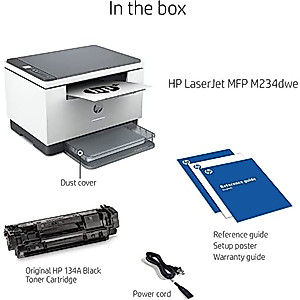 HP Laserjet MFP M234dwe All-in-One Wireless Monochrome Laser Printer, Print Scan Copy - 30 ppm, Up to 600 x 600 dpi, 8.5" x 14", Auto Duplex Printing, Bluetooth, Ethernet, Gray, Cbmou Printer_Cable