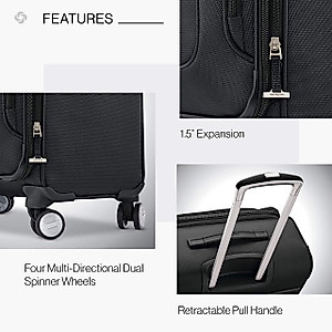 Samsonite Solyte DLX Softside Expandable Luggage with Spinner Wheels, Midnight Black, Carry-On 20-Inch