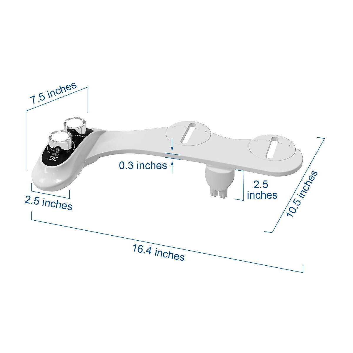 Bidet Toilet Attachment w/Digital Display Temperature, Adjustable Cool to Warm Water, Non-Electric Self Cleaning Dual Retractable Nozzles for Rear & Feminine Wash
