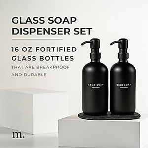 MaisoNovo Soap and Lotion Dispenser Set | Black Bottles Black Pumps Set of 2