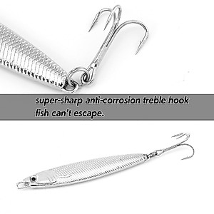 Dr.Fish Fishing Jigs Jigging Spoon Saltwater Fishing Lure Casting Metal Spoon Surf Fishing Mackerel Striper Lures Stinger Bluefish Vertical Diamond Jig Silver 1oz