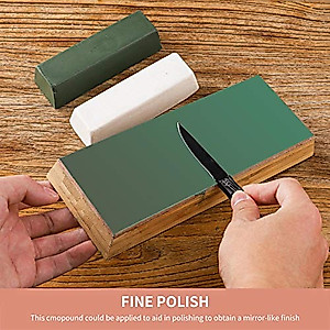 Angerstone Polishing Compound Set- Green White Buffing Compound(2-Pack, Total 10 Oz)- Leather Strop & Sharpening Stropping Compound Bar