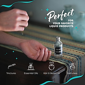 Nevlers 48 PK Clear Oil Dropper Bottles 2 oz |The Small Glass Bottle with Dropper Includes Droppers for Oils |Leakproof Glass Eye Dropper Bottle | 2 oz Dropper Bottles Glass | Medicine Dropper Bottle