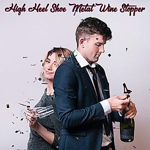 Trovety High Heel Wine Stopper Custom - Cute Black Shoe Elegant High Heels Cork for Women, Bachelorette Party Decor - Decorative Stainless Steel Beverage Topper - Reusable Champagne Bottle Plugs