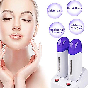 Subay 110V Double Depilatory Wax Warmer Waxing Kit for Women Men Coarse Hair Removal with Heater Base for Hair, Eyebrow, Facial, Armpit, Bikini, Brazilian