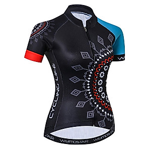 PSPORT Women's Cycling Jersey Short Sleeve Bike Shirts Reflective