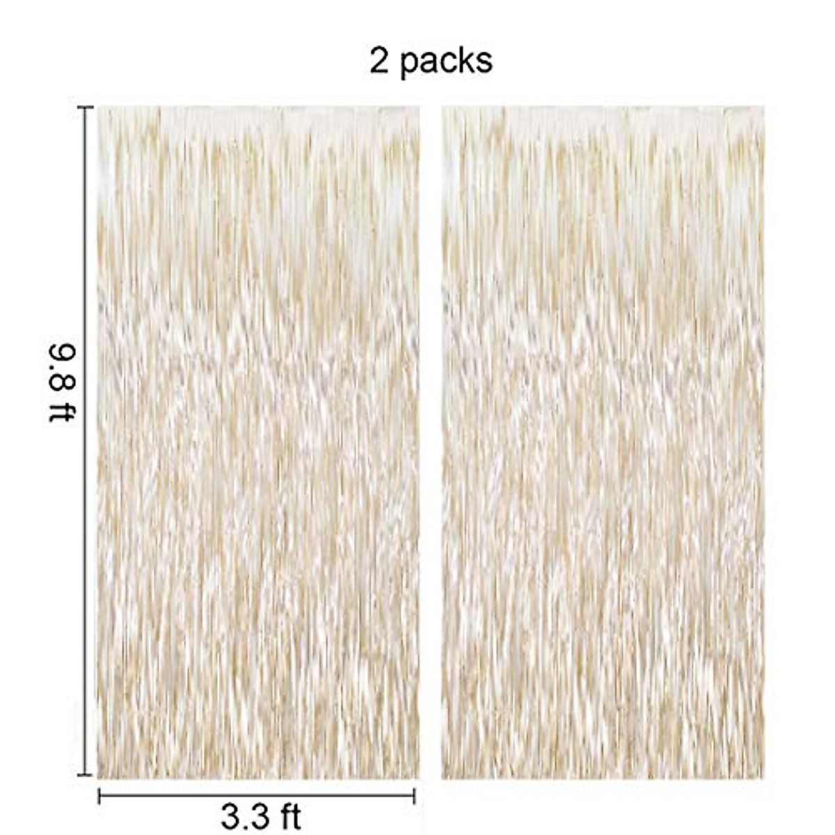 Champagne Gold Backdrop Curtains -6.5x9.8 feet, Pack of 2 | LILF Matte Foil Fringe Curtain Tinsel Streamers Backdrop with Non-Marking Tape for Birthday Bachelorette Party Decoration Photo Booth Props