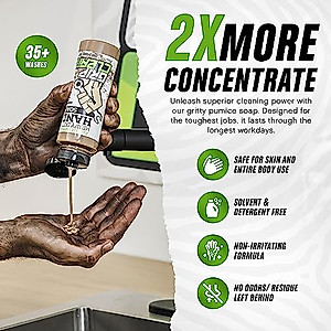 Grip Clean | Degreaser Hand Cleaner for Auto Mechanics - Dirt-Infused Liquid Hand Soap Absorbs Grease, Oil, & Odors. Natural Heavy Duty Pumice Soap with Moisturizing Ingredients. Lime Scented.