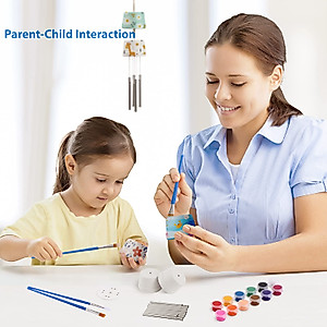 2-Pack Wind Chime Kit Arts and Crafts DIY Wind Powered Musical Chime Gift for Boys and Girls Construct & Paint Crafts for Kids Ages 4 5 6 7 8