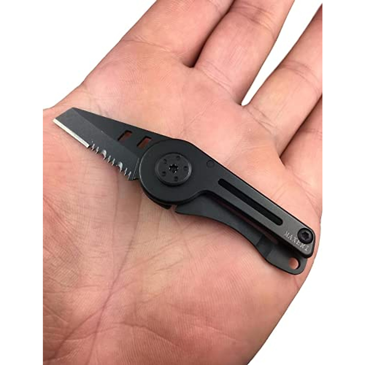 MAXERI World's Smallest All Purpose Pocket Knife, Premium Heat-Treated Stainless Steel Blade, Micro Slim Minimalist Design, Ideal Every Day Carry (Serrated Blade)