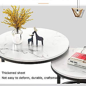 Articles for daily use 2 Piece Nested Round Coffee Table, Metal Frame MDF Desktop Living Room Coffee Table, Sofa Snack Table, Living Room and Office Decorative Furniture Coffee Table