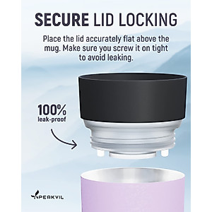 16 Oz Insulated Coffee Mug with Push Button Lid - Leakproof Reusable Travel Thermos Water Bottle - Stainless Steel Tumbler Cup for Coffee, Water, Tea - 12 Hours Cold & 5 Hours Hot - by Peakvil