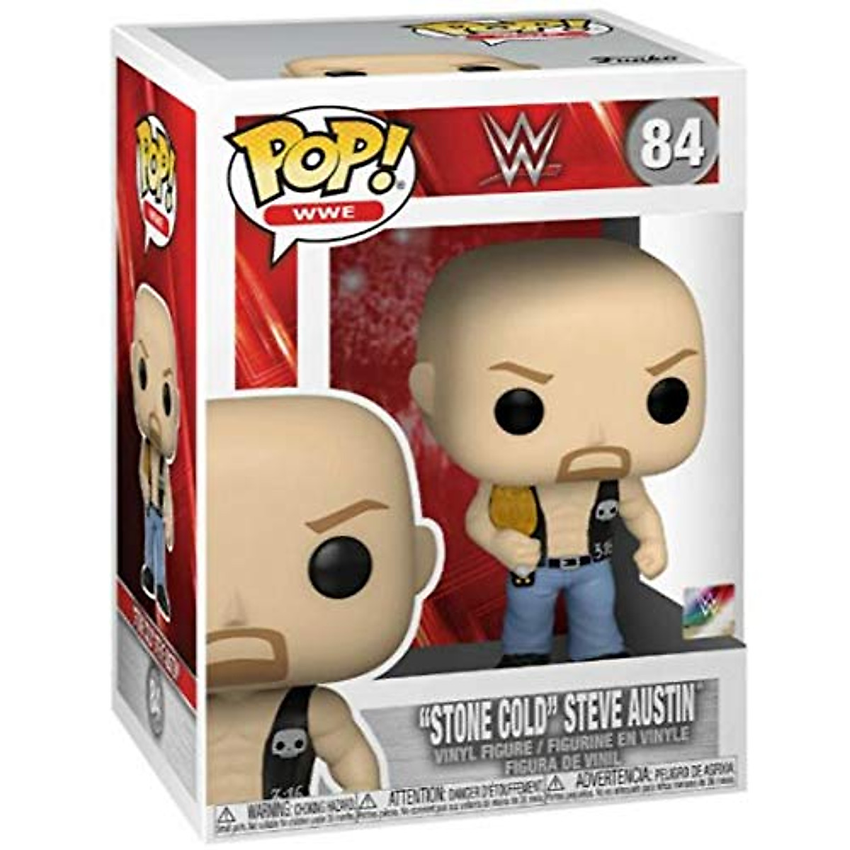 Funko POP WWE: Stone Cold Steve Austin with Belt Pop! Vinyl Figure (Bundled with Compatible Pop Box Protector Case), Multicolor, 3.75 inches