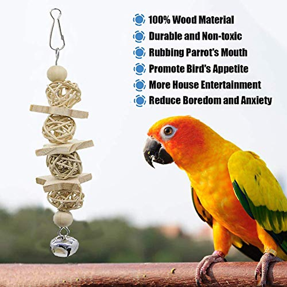 VolksRose 7 Packs Bird Parrot Swing Chewing Toys, Hanging Hammock Bell Pet Bird Climbing Stand Cage Toys Suitable for Small Parakeets, Cockatiels, Conures, Budgie, Macaws, Parrots, Mynah, Love Birds