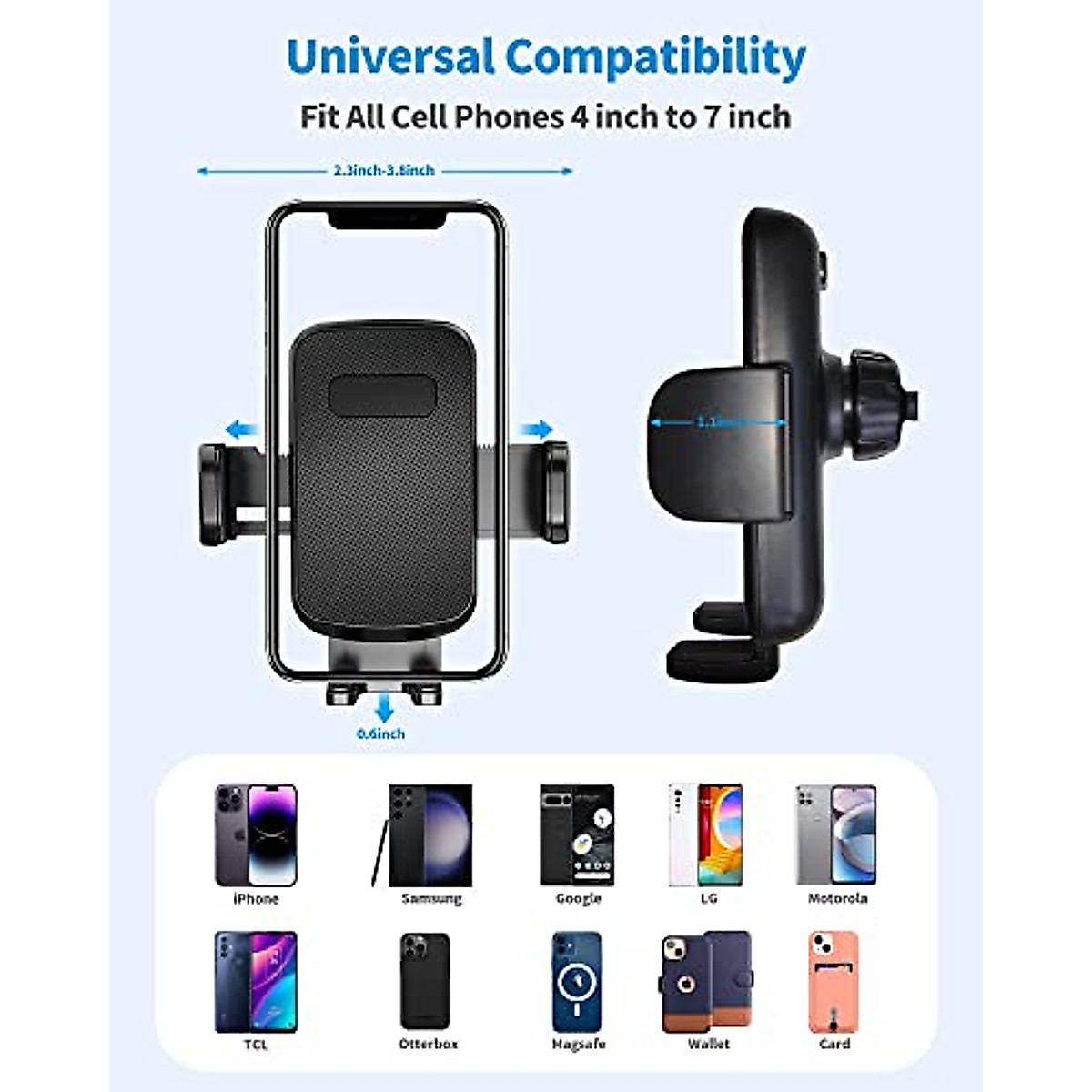 Corefyco Direct Car Phone Mount, Dashboard / Air Vent / Windshield Universal Car Phone Holder, Compatible with iPhone, Samsung, Moto, Huawei, Nokia, LG All Mobile Phones