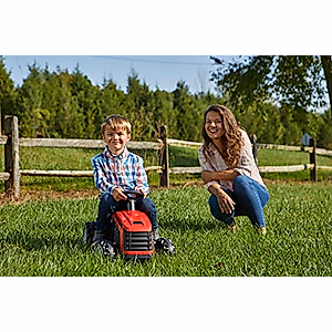 Huffy Kids Electric 12V Ride On Mini Mower Bubble Tractor, Red