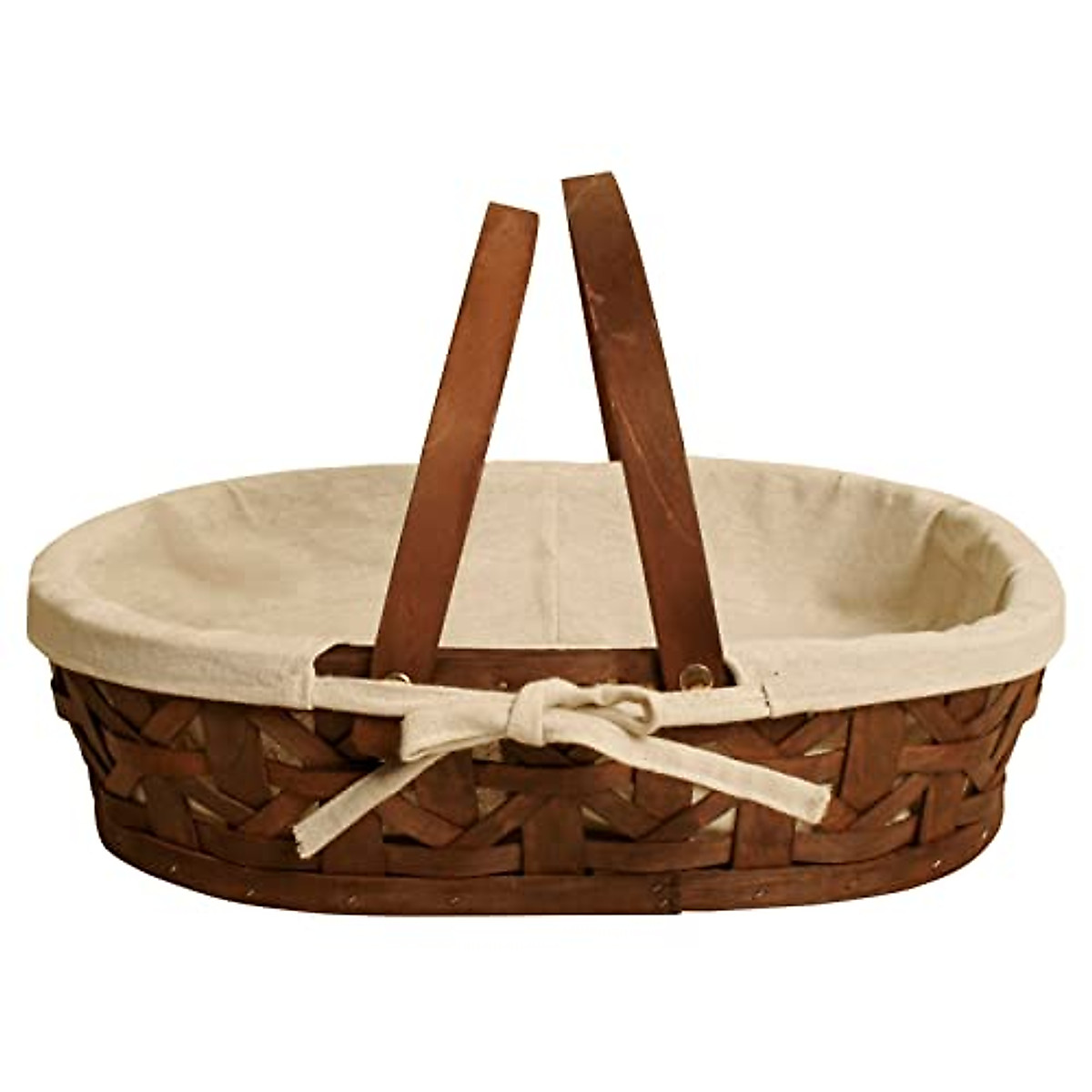 Wald Imports 17" Stained Woodchip w/Cloth Liner Basket, Brown