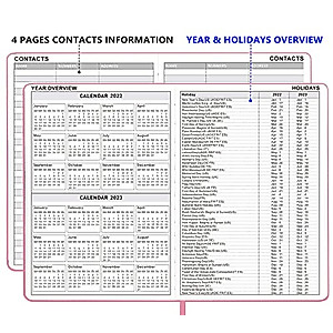 Daily Planner 2023 A5 Hardcover Undated To Do Planners for Women 300 Pages with Bookmark Easy Manage Daily Plan - Pink