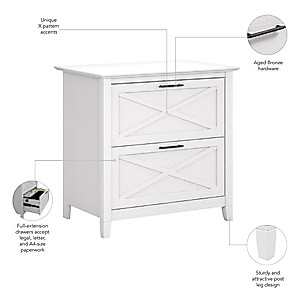 Bush Furniture Key West Lateral File Cabinet, Modern Farmhouse 2 Drawer File Cabinet for Home Office