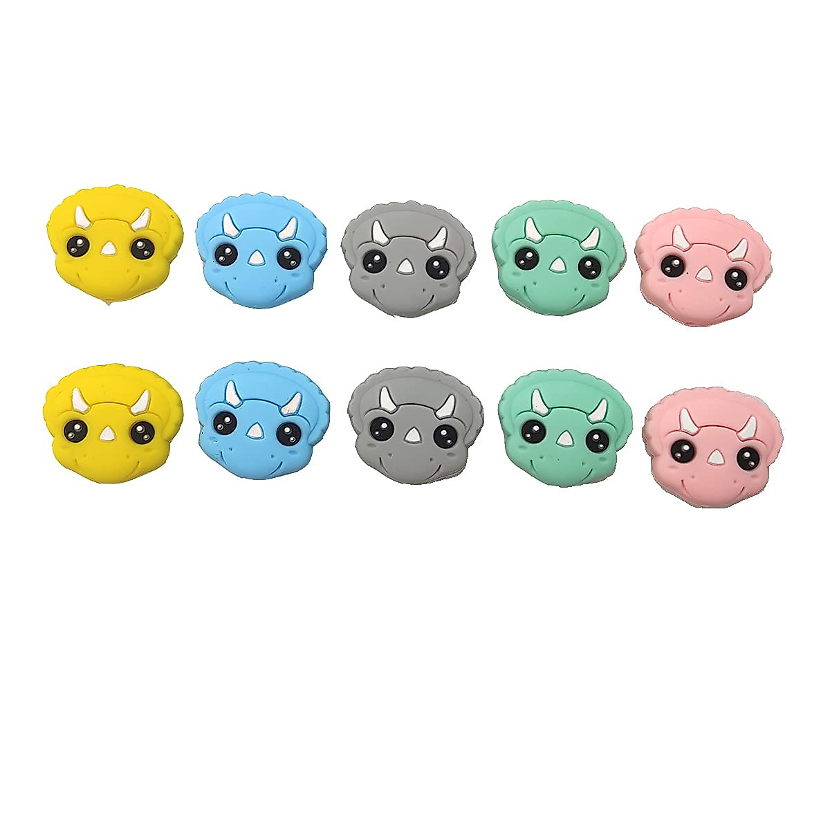 Arakierst 10pcs Silicone Dinosaur Pearl Focal Bead for Pen Mini Cute Silicone Animal Shape Beads for Keychain Making DIY Beading Woman Lanyards Jewelry Craft