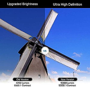 WIKISH Smart Wifi Bluetooth Projector 9000 Lumen,Home Cinema Projector 200 Inch Display with HDMI USB AV for Indoor Outdoor Movie DVD TV Box Laptop