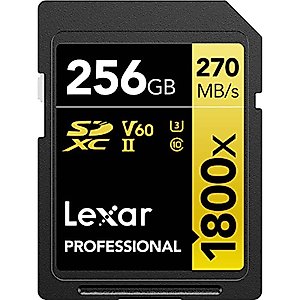 Lexar Gold Series Professional 1800x 256GB UHS-II U3 SDXC Memory Card