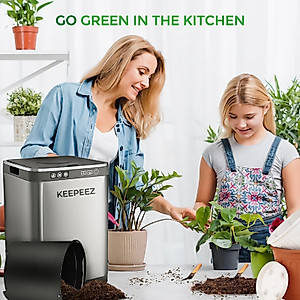 Upgraded Electric Composter, 1 Gallon Largest Smart Indoor Compost Bin Kitchen, 2 Carbon Filter, Food Recycling Composting Odor Free, Converts Waste to Dry Compost, Kitchen Composter 80% Energy Saver
